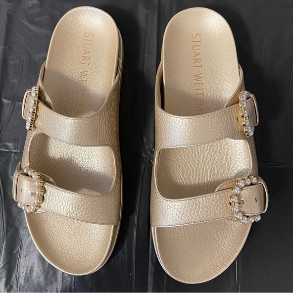 Stuart Weitzman | Shoes | Stuart Weitzman Womens Gold Piper Leather ...
